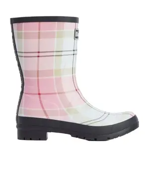 Barbour Calf-length Plaid Rain Boots With Custom Outsole