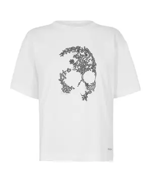 Alexander McQueen Alex Skull Lace T-shirt - White