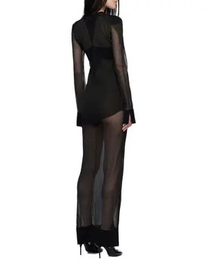 JEAN PAUL GAULTIER Long Sleeve Knitted Maxi Dress - Black