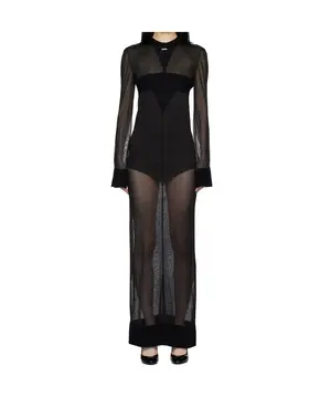 JEAN PAUL GAULTIER Long Sleeve Knitted Maxi Dress - Black