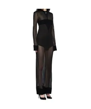 JEAN PAUL GAULTIER Long Sleeve Knitted Maxi Dress - Black