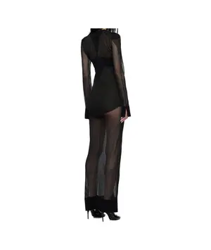 JEAN PAUL GAULTIER Long Sleeve Knitted Maxi Dress - Black