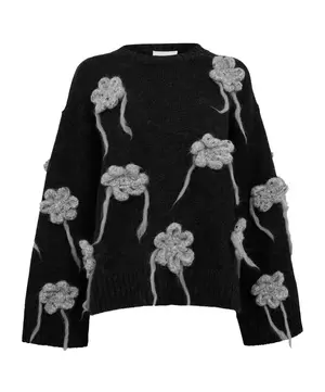 GANNI Crochet Crew Sweatshirt - Black