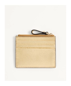 Valentino Garavani Rockstud Laminated Grainy Calfskin Card Holder With Zip