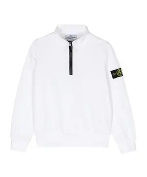 Stone Island Compass-badge Zip-collar Sweatshirt - White