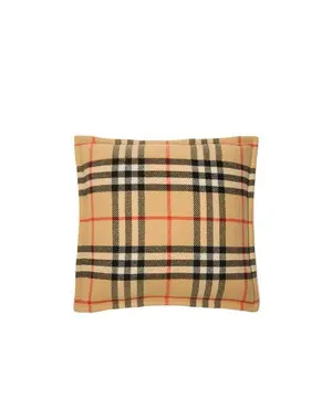 Burberry Checked Square Cushion - Sand-colored