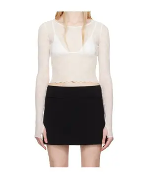 MARINE SERRE White Mesh Cropped Top