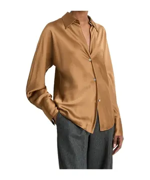 Vince Long Sleeve Shirt With Classic Collar - Brown