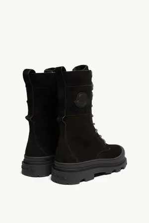 Moncler Vera High Suede Shearling Lace-up Boots