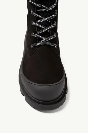Moncler Vera High Suede Shearling Lace-up Boots