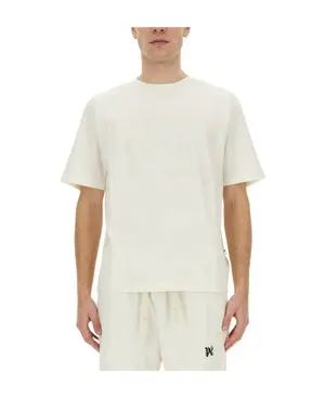 Palm Angels Monogram Embroidered Crewneck T-shirt - White