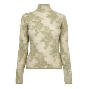 GANNI Sheer Flower Jacquard Long Sleeve T-shirt