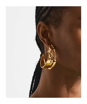 Saint Laurent Metal Hoop Earrings - Yellow