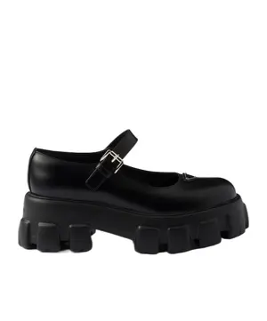 Prada Triangle Logo Mary Jane Flat Shoes