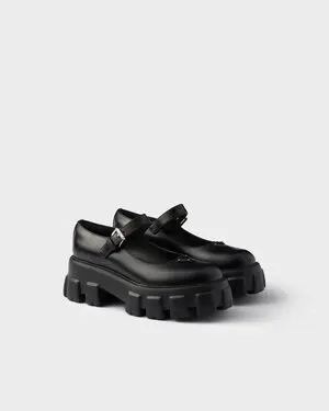 Prada Triangle Logo Mary Jane Flat Shoes