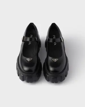 Prada Triangle Logo Mary Jane Flat Shoes