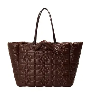 GANNI Rhombus Lattice Tote Bag - Brown