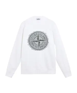 Stone Island Compass Detailed Crewneck Sweatshirt - White