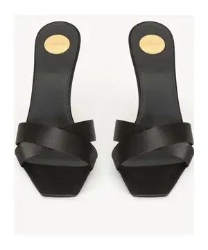 Saint Laurent Opyum Open Toe Mules With Cassandre Heel - Black