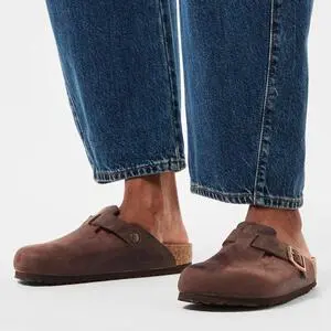 BIRKENSTOCK Buckled Flat Mules - Brown