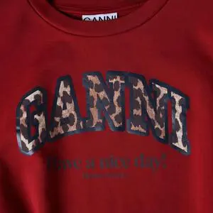 GANNI Graphic Crew-neck Sweatshirt - Red