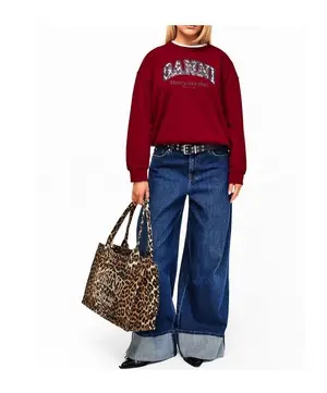 GANNI Graphic Crew-neck Sweatshirt - Red