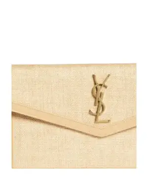Saint Laurent Uptown Raffia Envelope Clutch