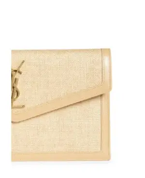 Saint Laurent Uptown Raffia Envelope Clutch