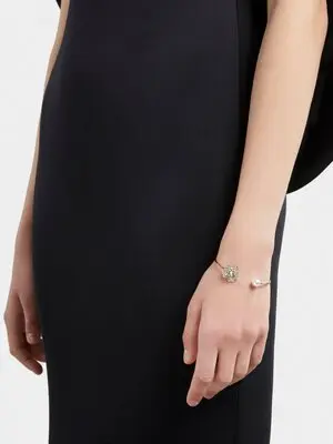 ROGER VIVIER Rv Bouquet Strass Clasp" Metal Bracelet With Crystal Flower And Pearl Accent