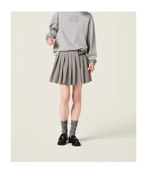Miu Miu Long Sleeve Cotton T-shirt With Embroidered Logo
