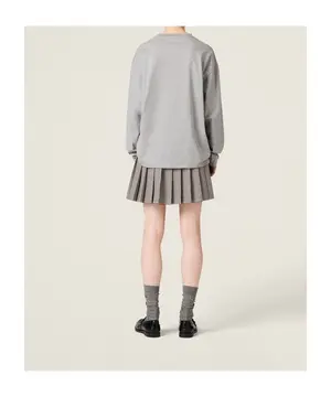 Miu Miu Long Sleeve Cotton T-shirt With Embroidered Logo