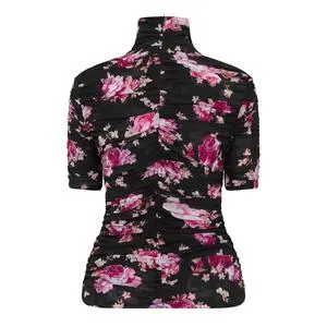 Magda Butrym Floral Print Ruched Short Sleeve Blouse