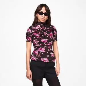 Magda Butrym Floral Print Ruched Short Sleeve Blouse