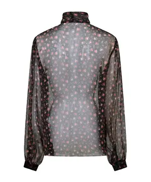 Dolce & Gabbana Floral Print Tie Neck Blouse - Gray
