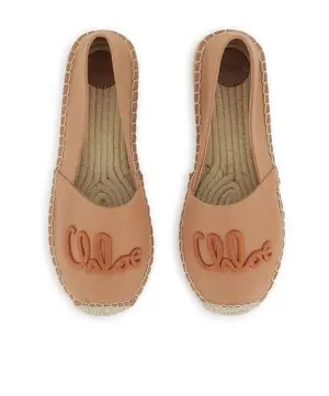 Chloé Front Logo Espadrille Flats - Brown