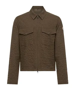 Moncler Micro Madras Flannel Shirt Jacket With Drawstring Hem