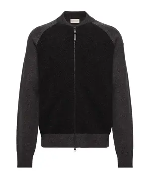 Moncler Bouclé Wool Cashmere Blend Zip Cardigan