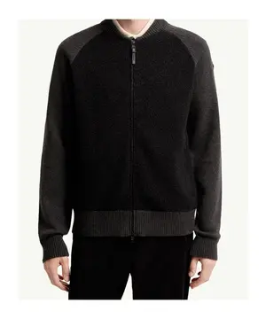 Moncler Bouclé Wool Cashmere Blend Zip Cardigan