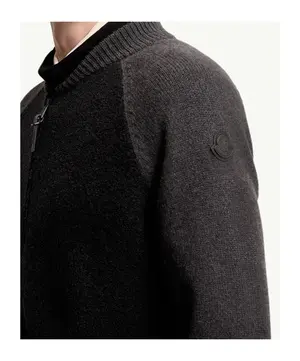 Moncler Bouclé Wool Cashmere Blend Zip Cardigan