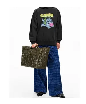 GANNI Oversized Cropped Graphic Hoodie