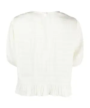 Ba&sh Ruched Short-sleeved Blouse - Beige