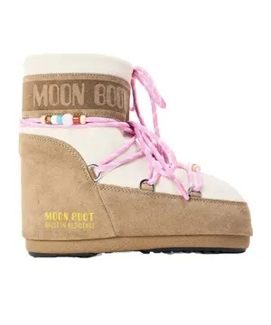Moon Boot Color-blocked Suede Lace-up Boots - Nude