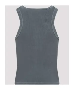 Miu Miu Garment-dyed Ribbed Knit Jersey Top