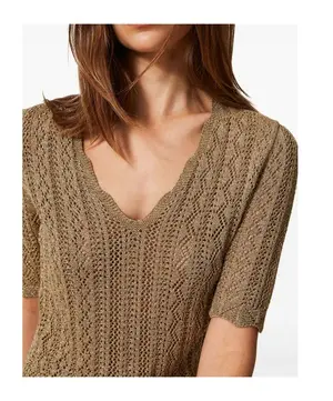 TWINSET Lurex Pointelle-knit Jumper