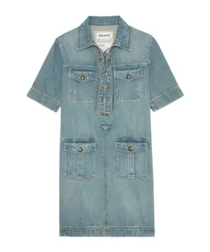 Zadig&Voltaire Short Sleeve Denim Dress - Light Blue