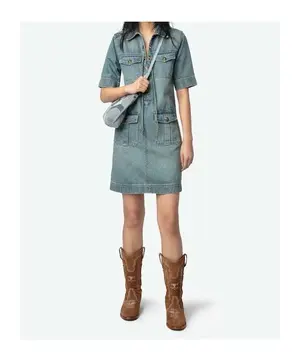 Zadig&Voltaire Short Sleeve Denim Dress - Light Blue