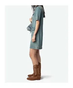 Zadig&Voltaire Short Sleeve Denim Dress - Light Blue