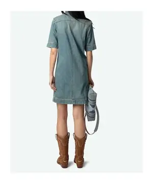 Zadig&Voltaire Short Sleeve Denim Dress - Light Blue