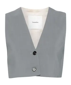 Nanushka Suree Cropped Tailored Vest - Blue-gray