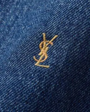 Saint Laurent Cassandre Embroidered Denim Shirt